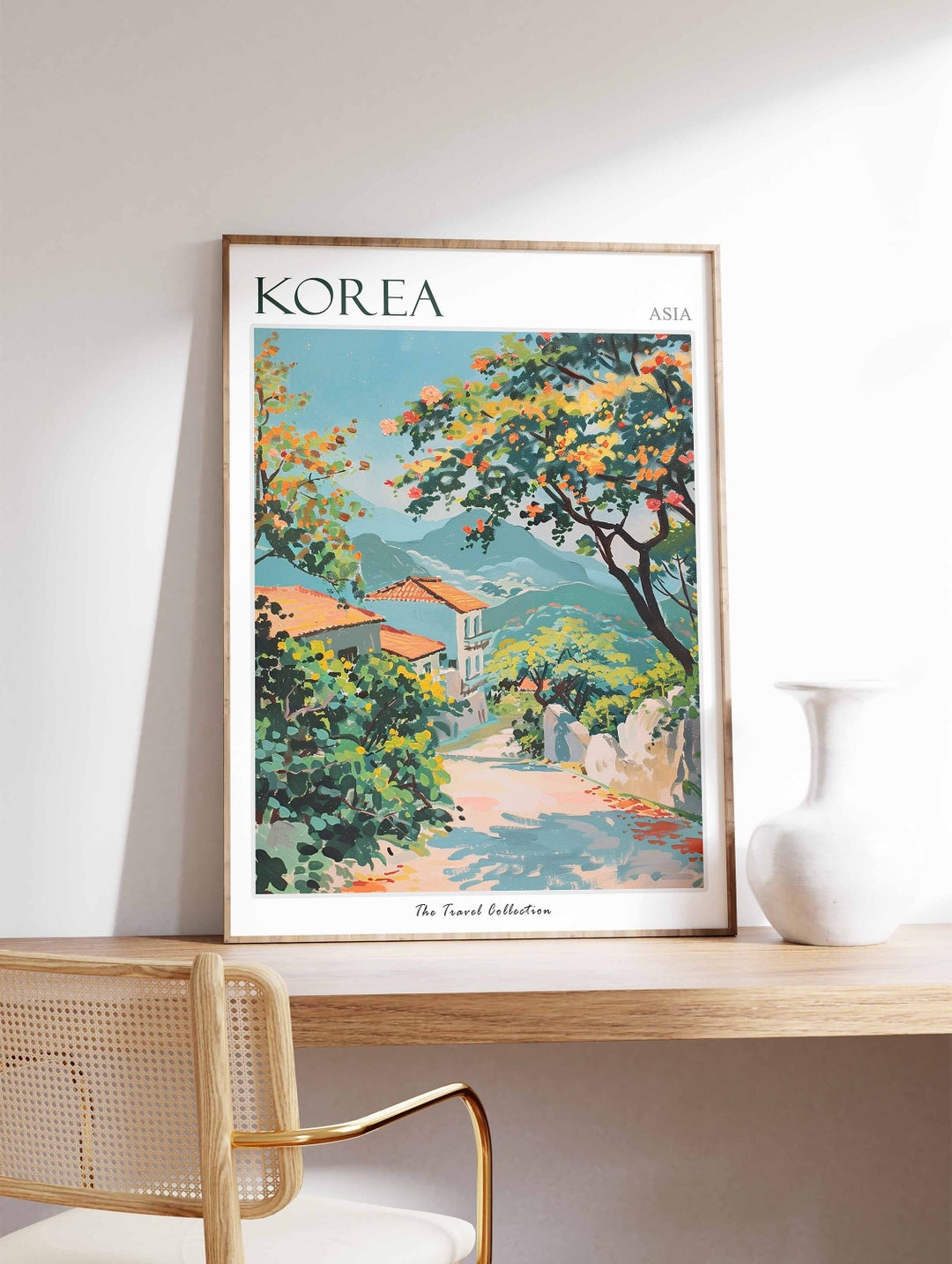 South Korea Poster, Korea Travel Print, Asian Decor, Korean Travel Poster, Oriental Art ...