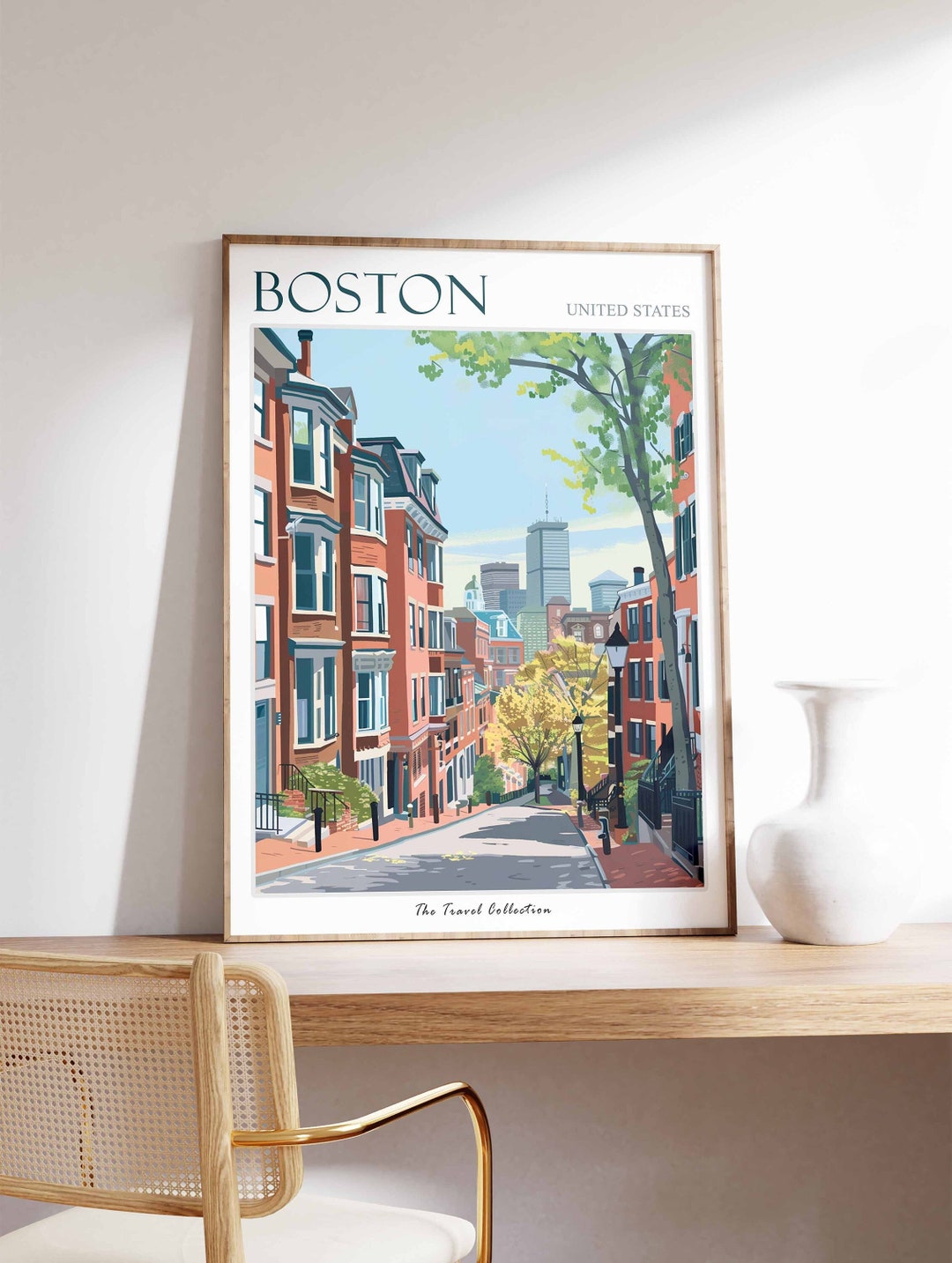 Boston Poster, Boston Travel Print, Tropical Decor, City Wall Art ...