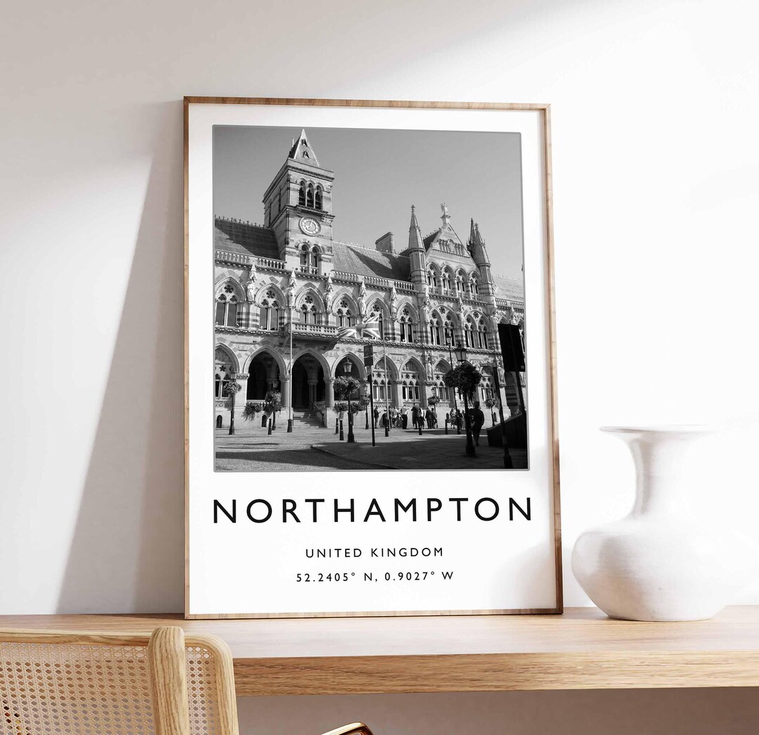 Northampton Poster, UK Water Print, River Scene Print, Northampton ...