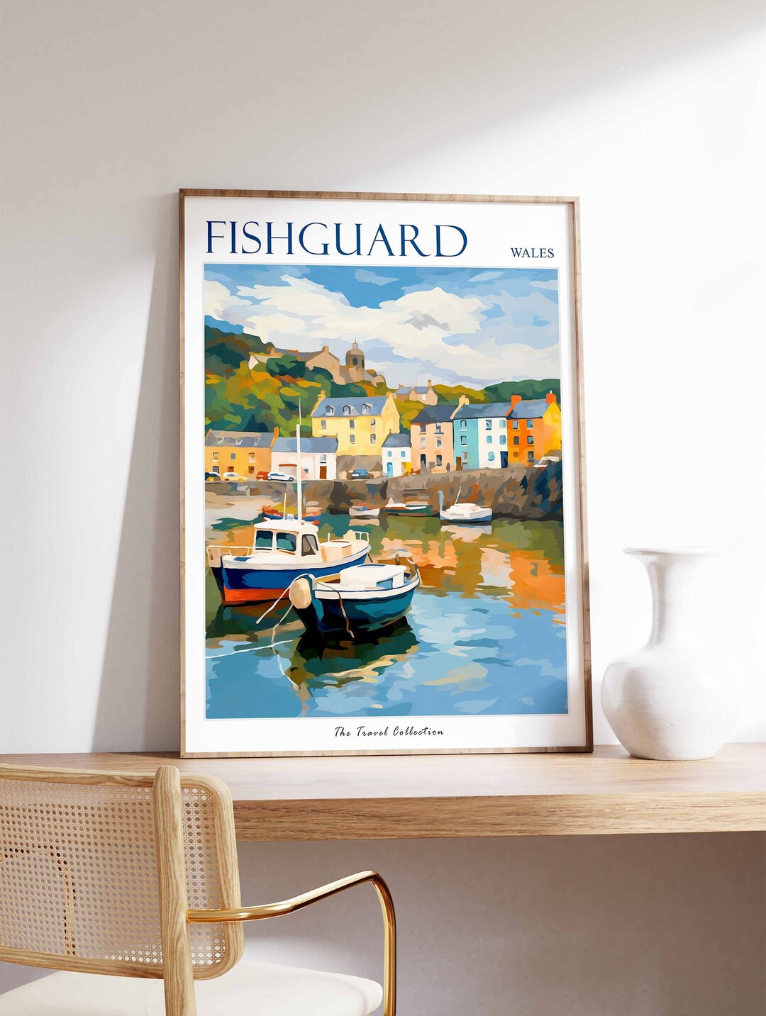 Fishguard Wales Travel Poster: Coastal Harbor Print - Etsy
