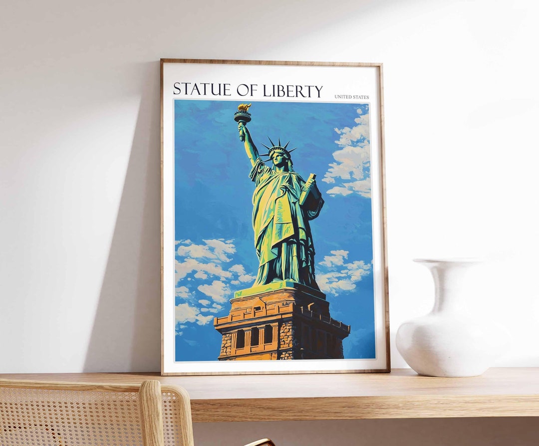 Statue of Liberty Poster, Statue of Liberty Travel Print, Botanical ...