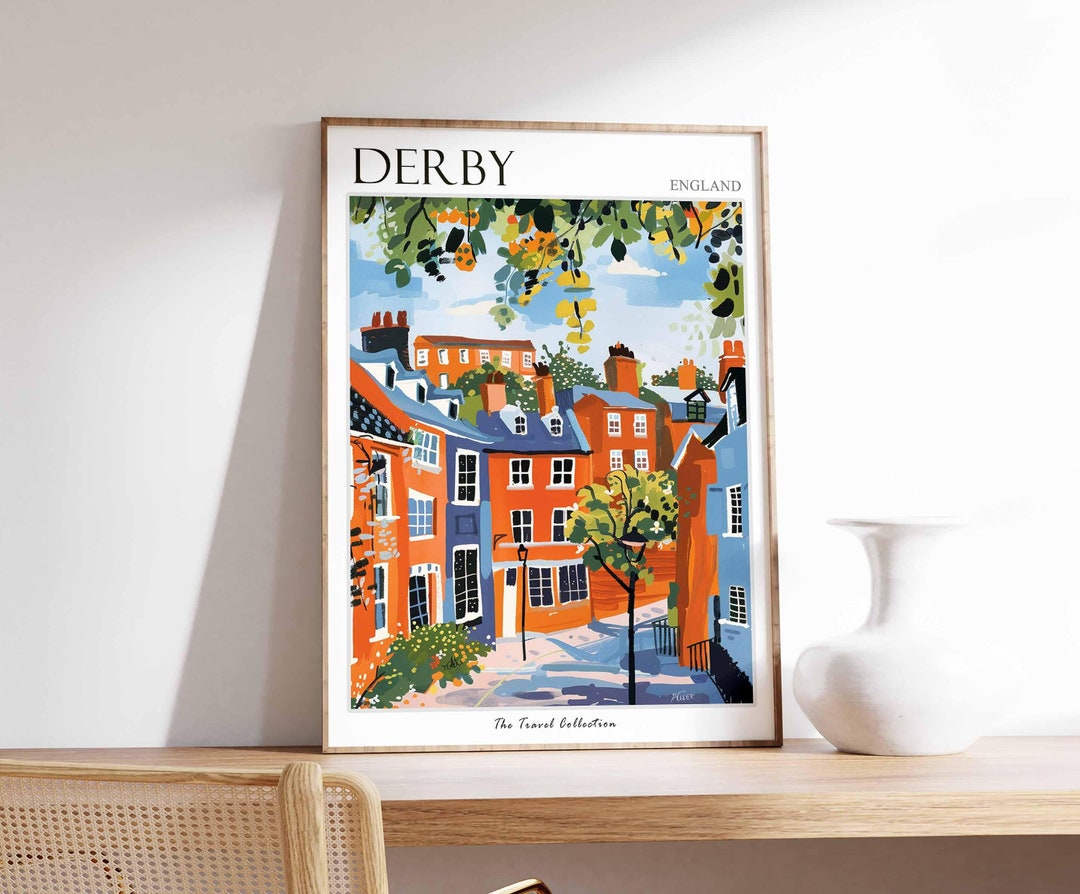 Derby Poster, England Travel Print, British Decor, United Kingdom ...
