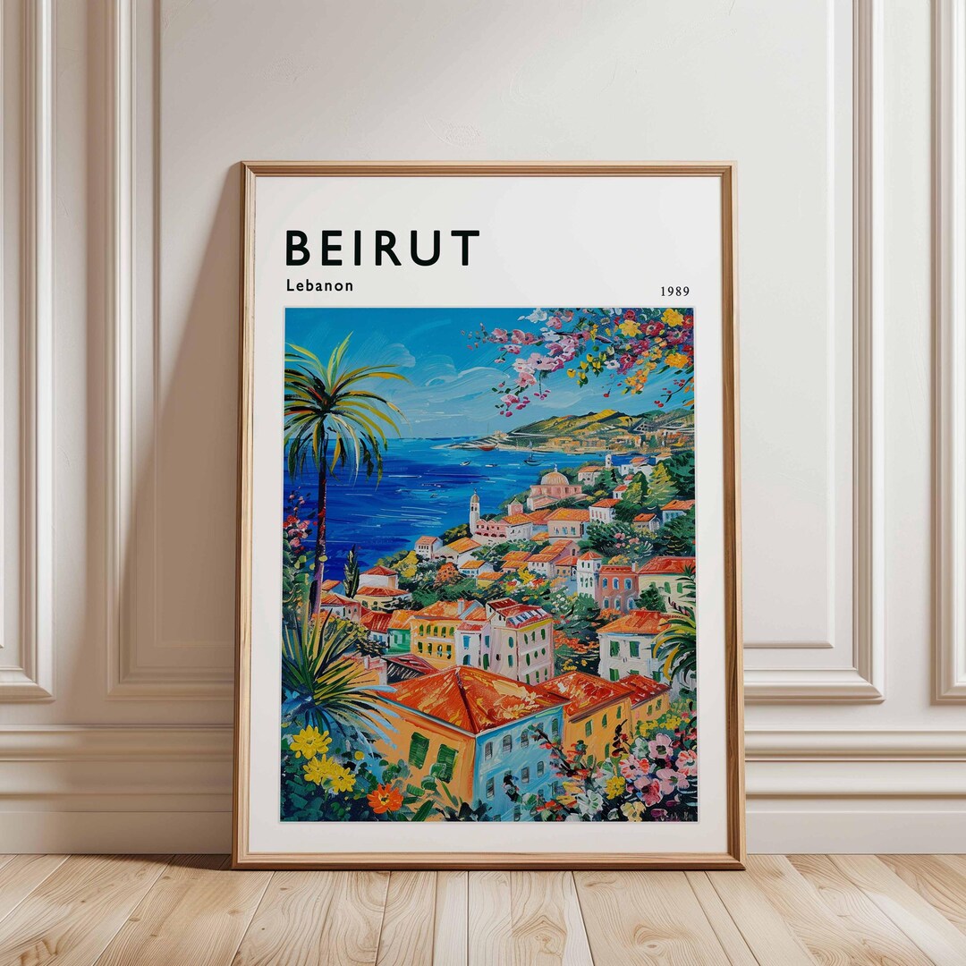 Beirut Poster, Lebanon Travel Print, Middle East Wall Art, Cityscape ...