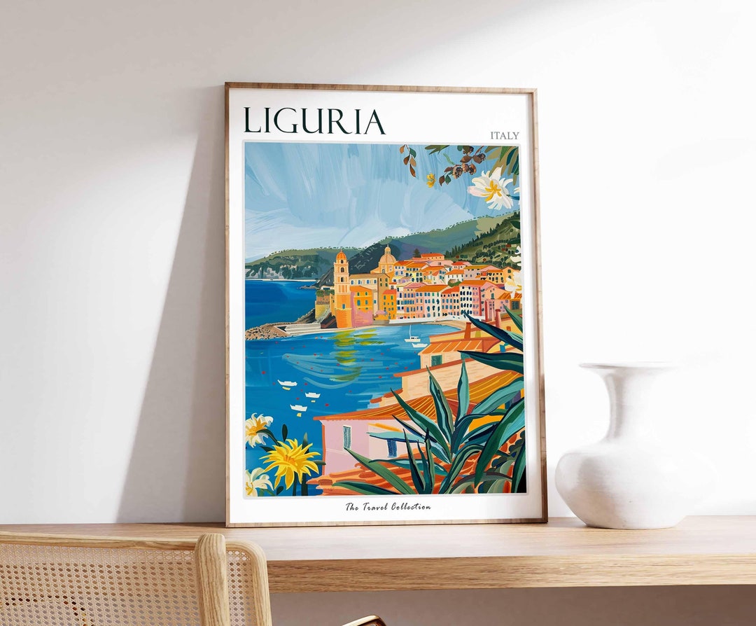 Liguria Poster, Liguria Travel Print, Italy Wall Art, Italian Travel ...