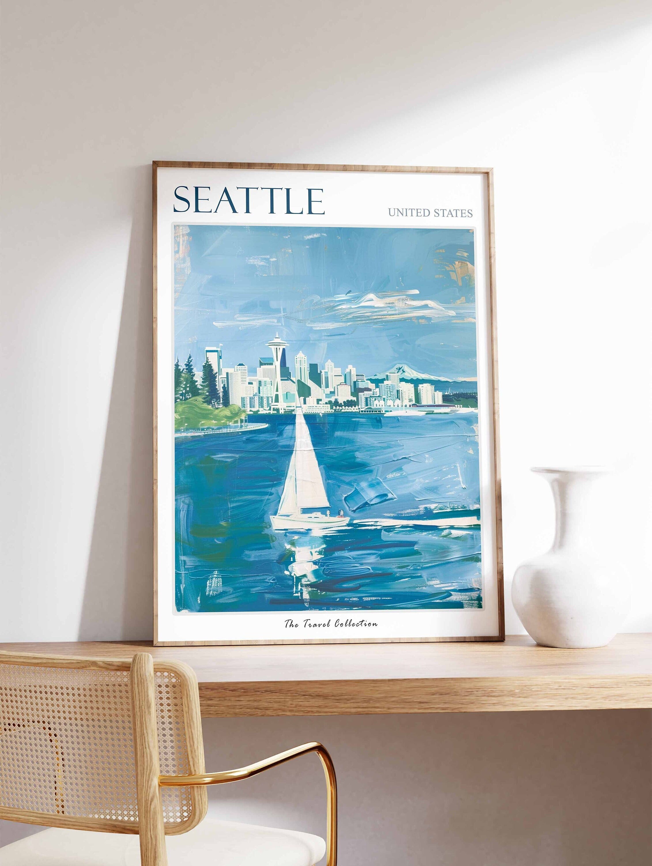 Seattle Poster, Seattle Travel Print, Tropical Decor, Sea Wall Art ...