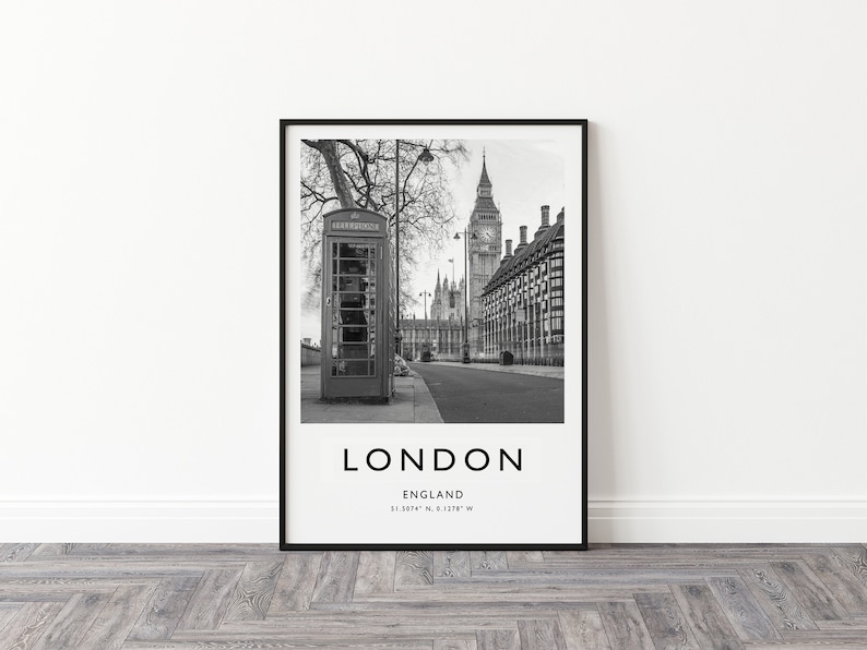 London Travel Poster: Black and White Minimalist Print - Etsy UK