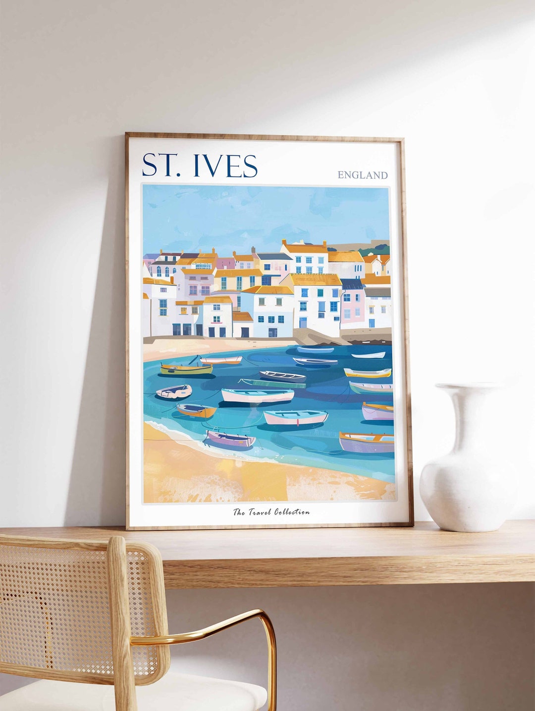 St Ives Poster, St Ives Travel Print, Cornwall Travel Poster, Coastal ...