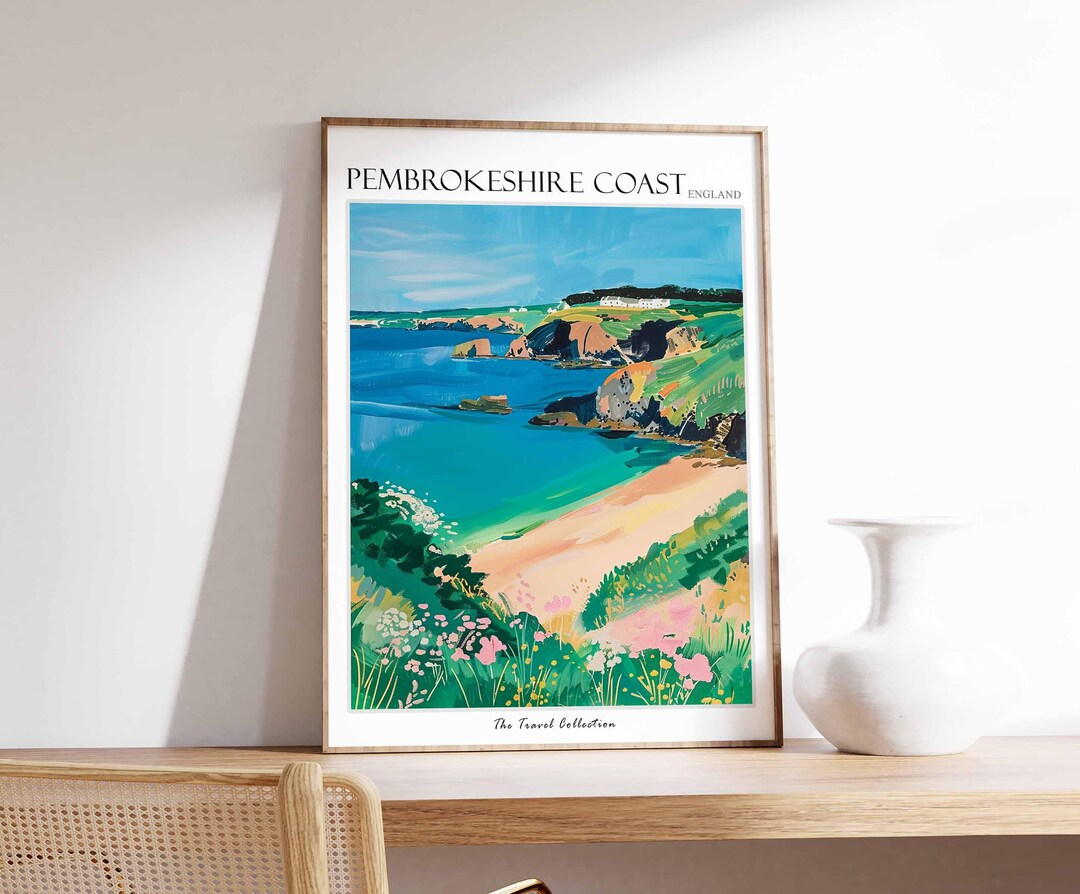 Pembrokeshire Coast Poster, Wales Poster, Coastal Wall Art, UK Travel ...