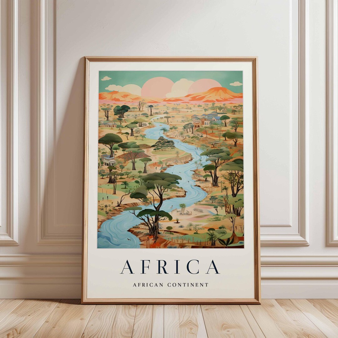 Africa Travel Poster: Safari Landscape Print, Wildlife Art - Etsy
