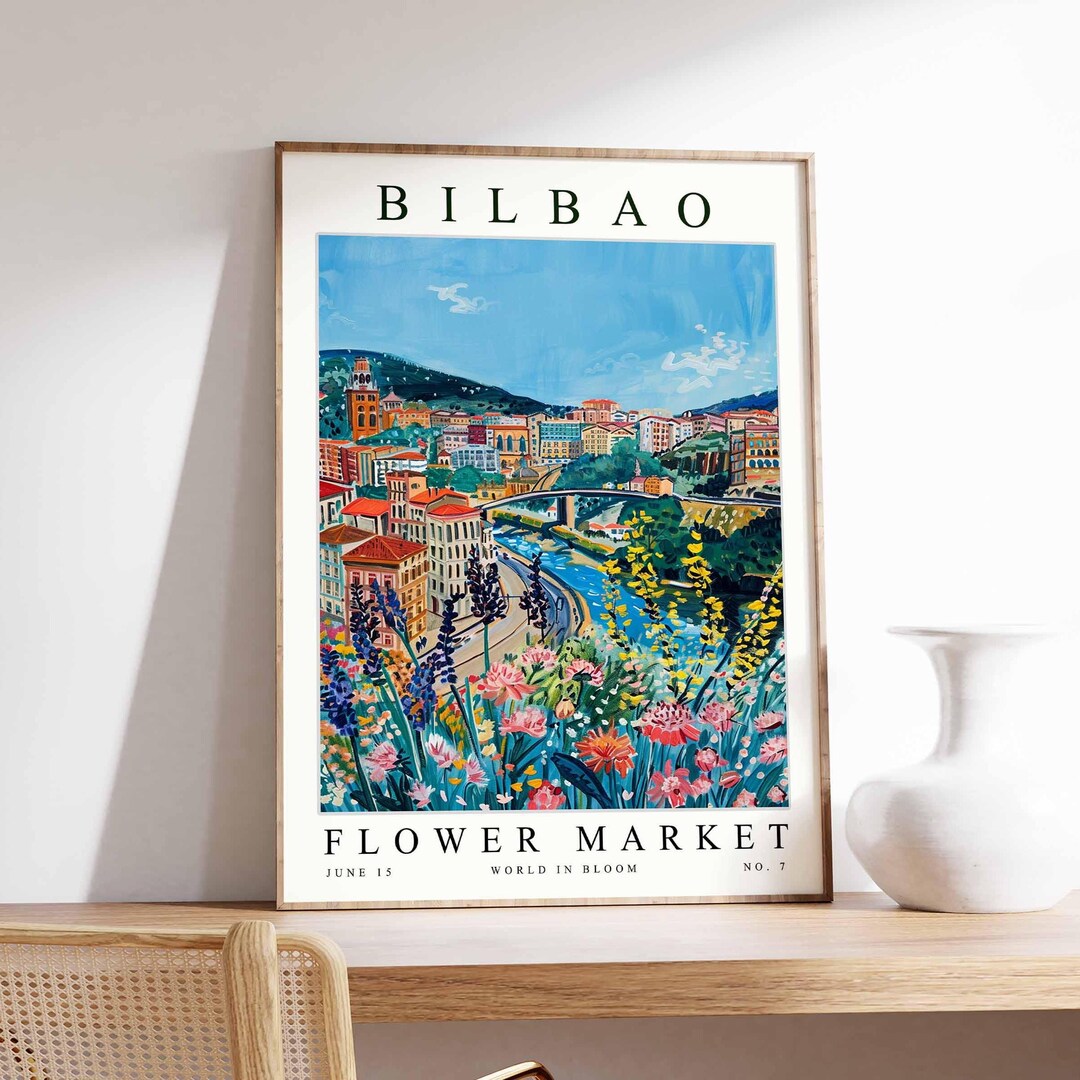 Bilbao Flower Market Poster: Basque Country Travel Art - Etsy