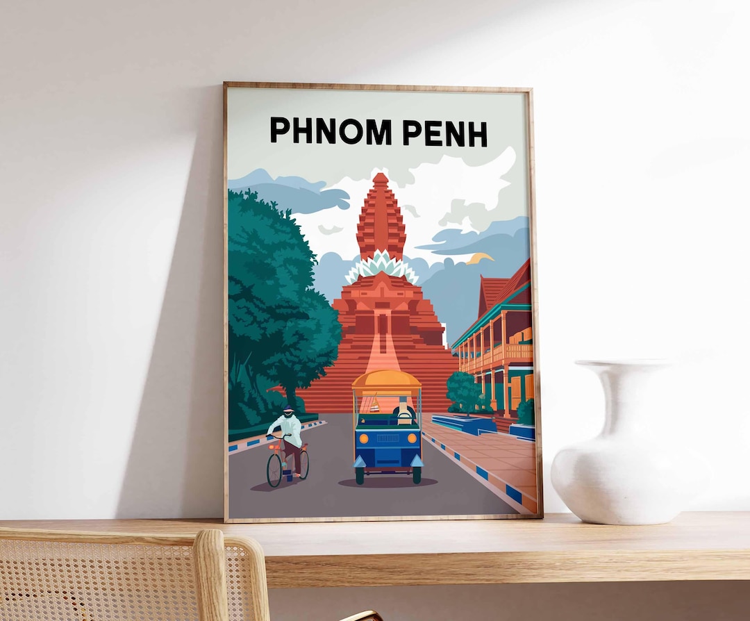 Phnom Penh Print, Southeast Asia Poster, Cambodia Travel Poster, Travel ...