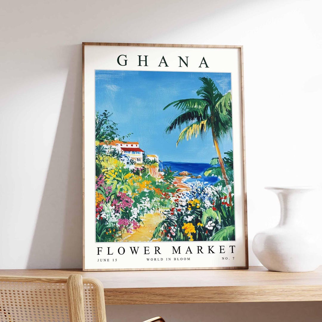 Ghana Flower Market Poster, Ghana Print, Ghanaian Floral Wall Art ...