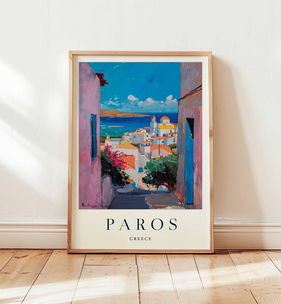 Paros Poster, Greece Travel Print, Cyclades Wall Art, Aegean Decor ...