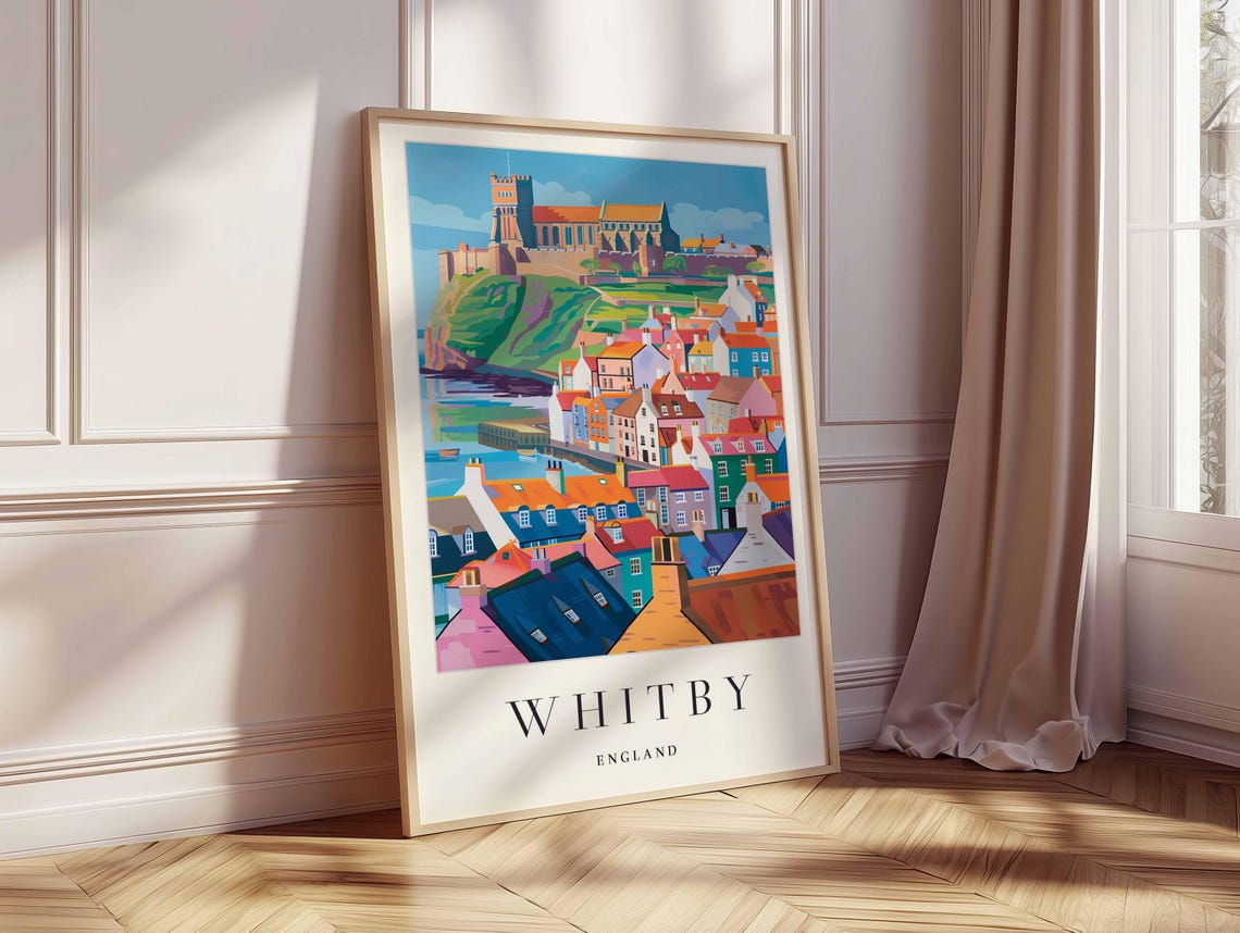 Whitby Abbey Print: England Seaside Travel Poster - Etsy