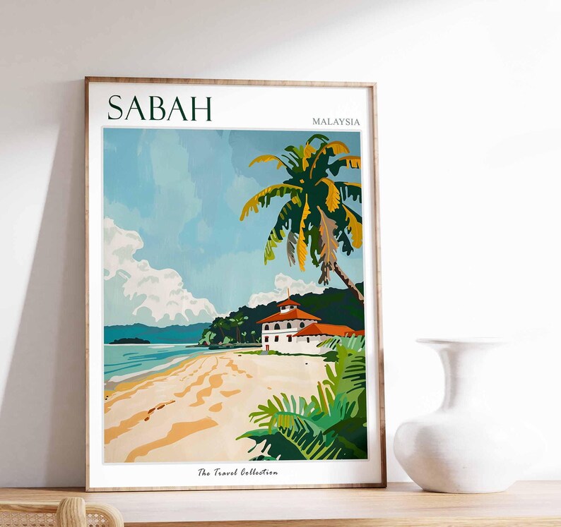 Sabah Poster, Malaysia Travel Print, Malaysian Decor, Asia Travel ...