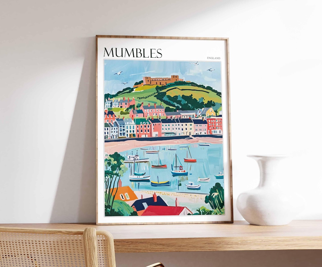 Mumbles Poster, Wales Travel Poster, Coastal Wall Art, UK Decor, Welsh ...