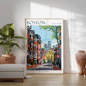 Boston Poster, Boston Travel Print, Tropical Decor, City Wall Art ...