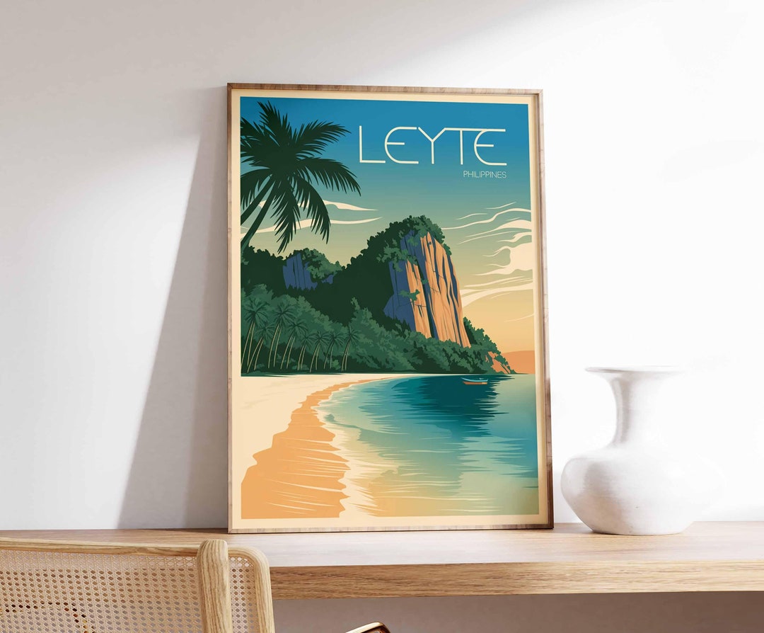Leyte Philippines Travel Poster: Retro Beach Wall Art - Etsy