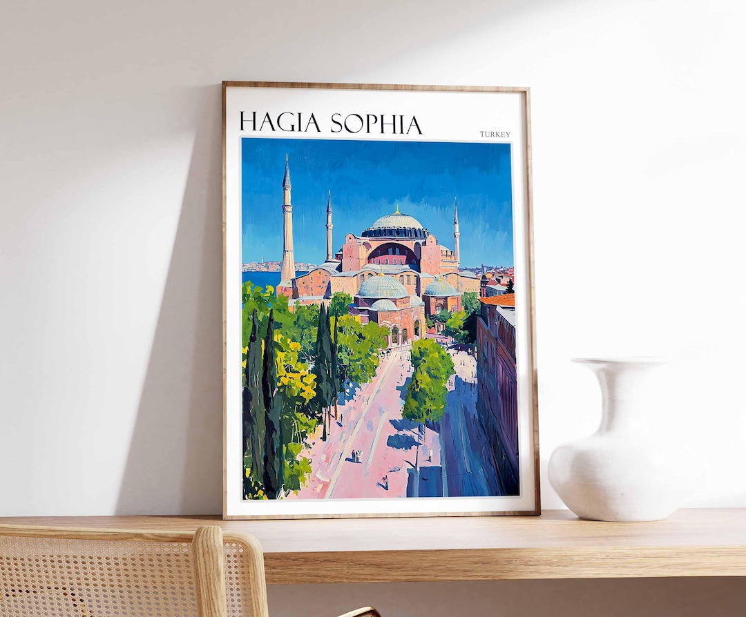 Hagia Sophia Poster, Turkey Travel Print, Islamic Wall Art, Tropical ...