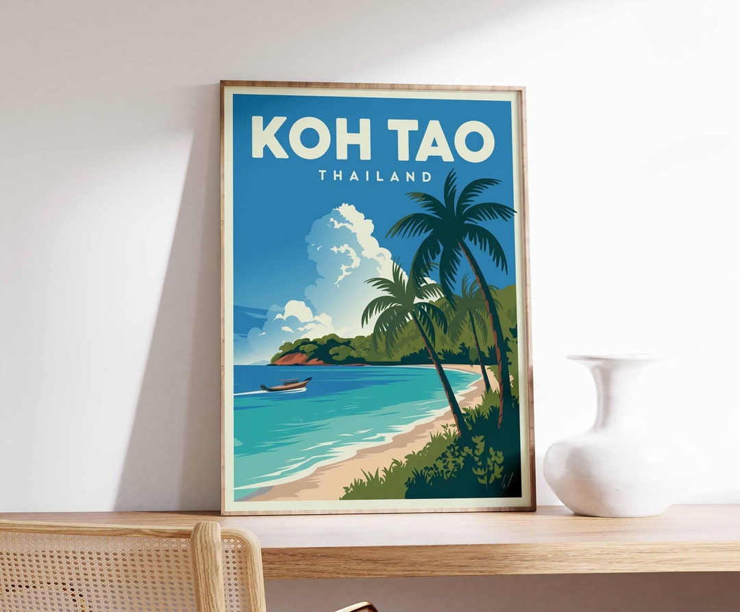 Koh Tao Print, Southeast Asia Poster, Thailand Travel Poster, Travel ...
