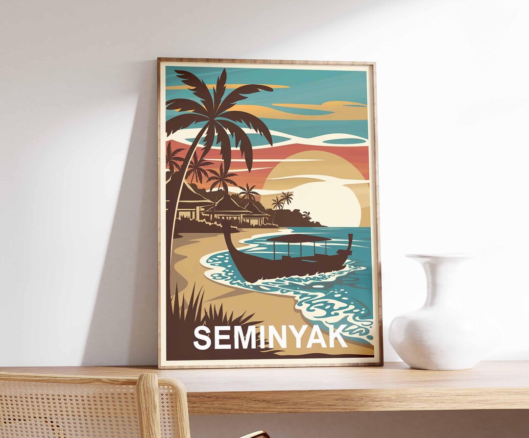 Seminyak Print, Southeast Asia Poster, Indonesia Travel Poster, Travel ...