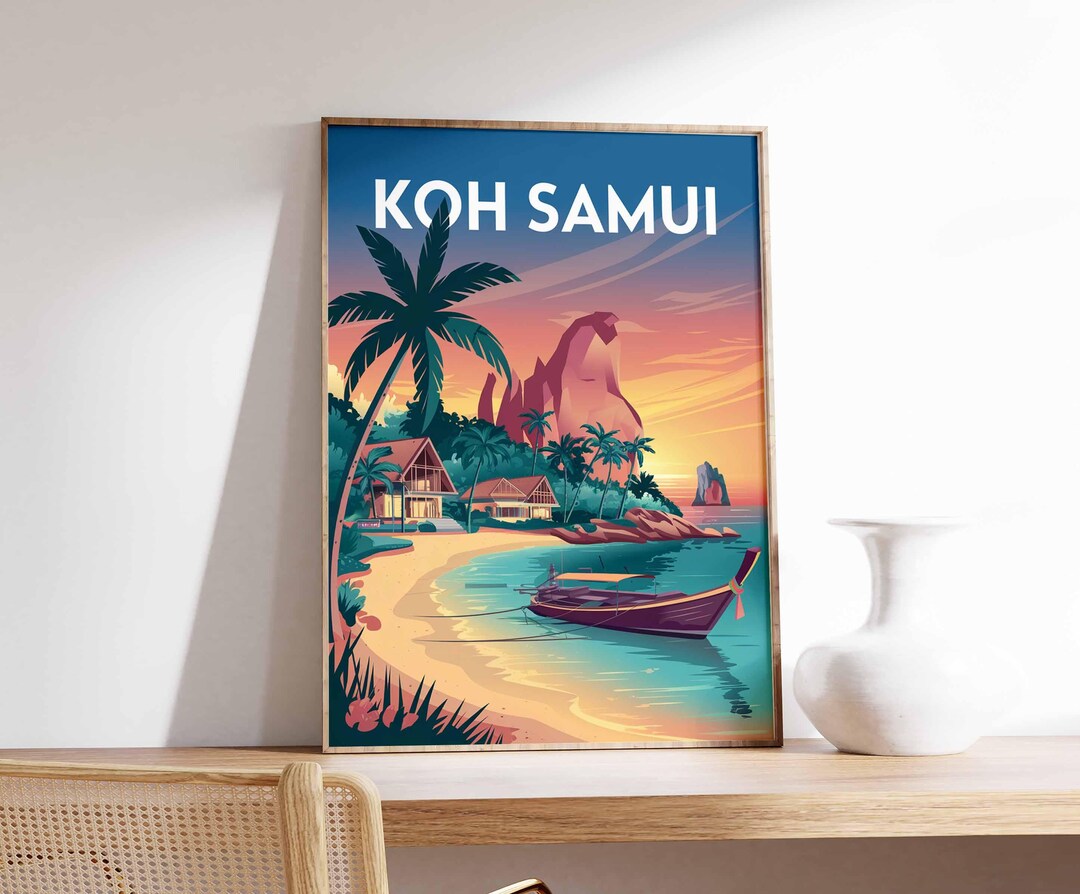 Koh Samui Print, Southeast Asia Poster, Thailand Travel Poster, Travel ...