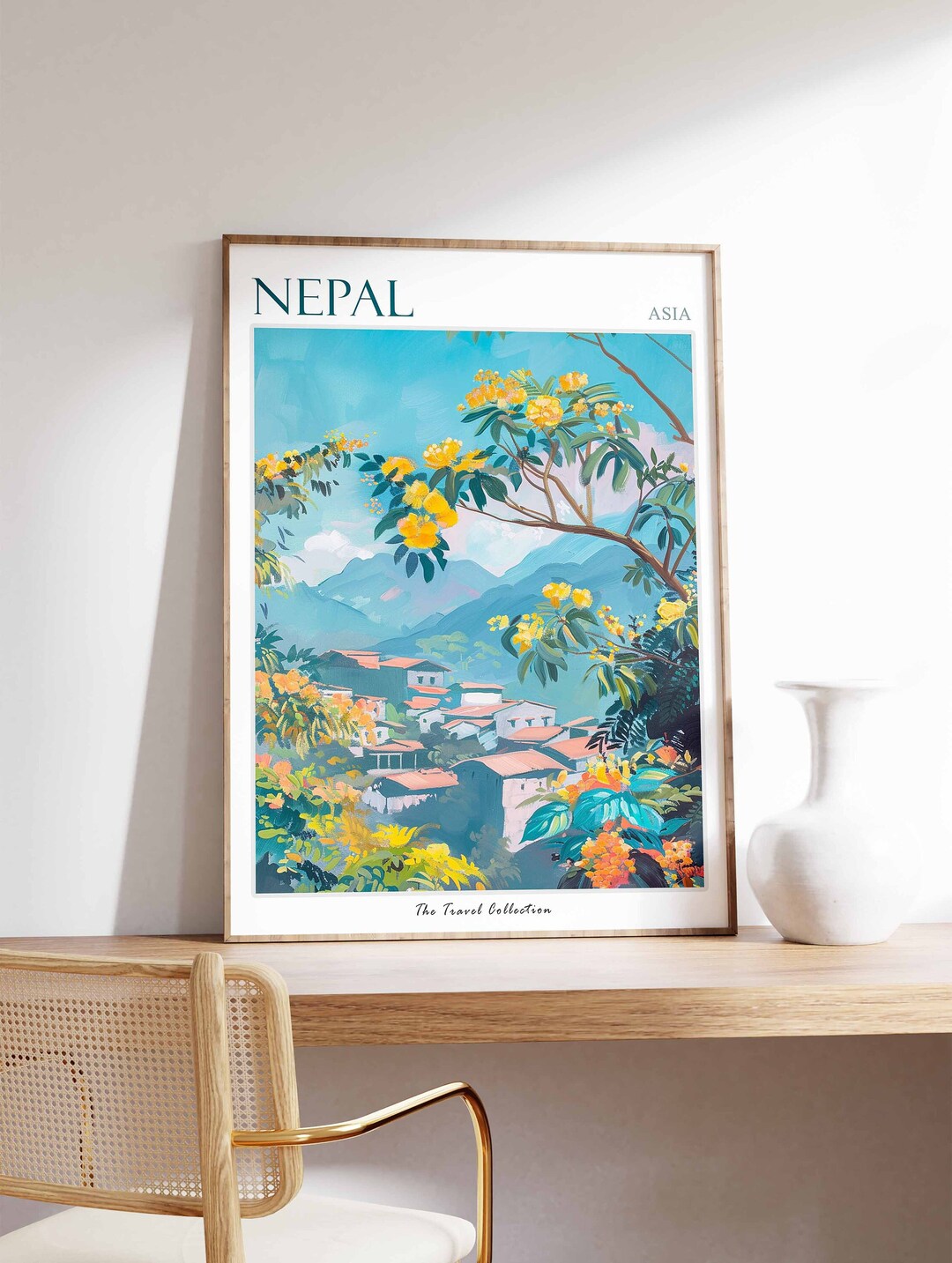 Nepal Poster, Nepal Travel Print, Nepalese Decor, Botanical Wall Art ...