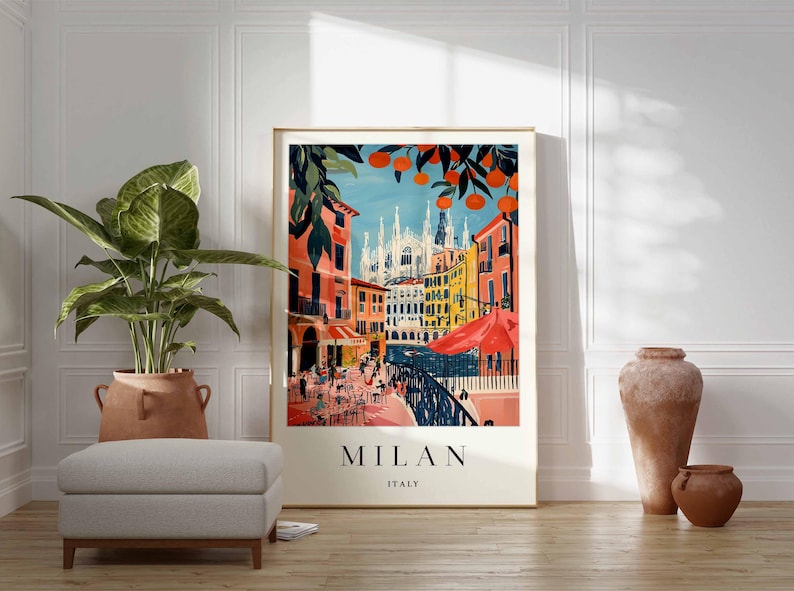 Milan Cityscape Poster: Italy Travel Wall Art - Etsy