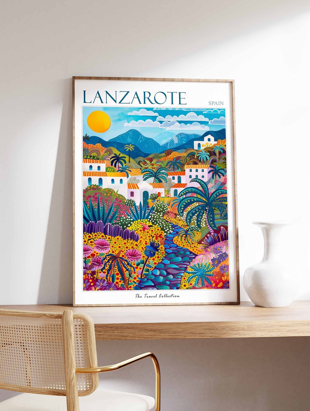 Lanzarote Travel Poster: Colorful Floral Beach Art Print - Etsy