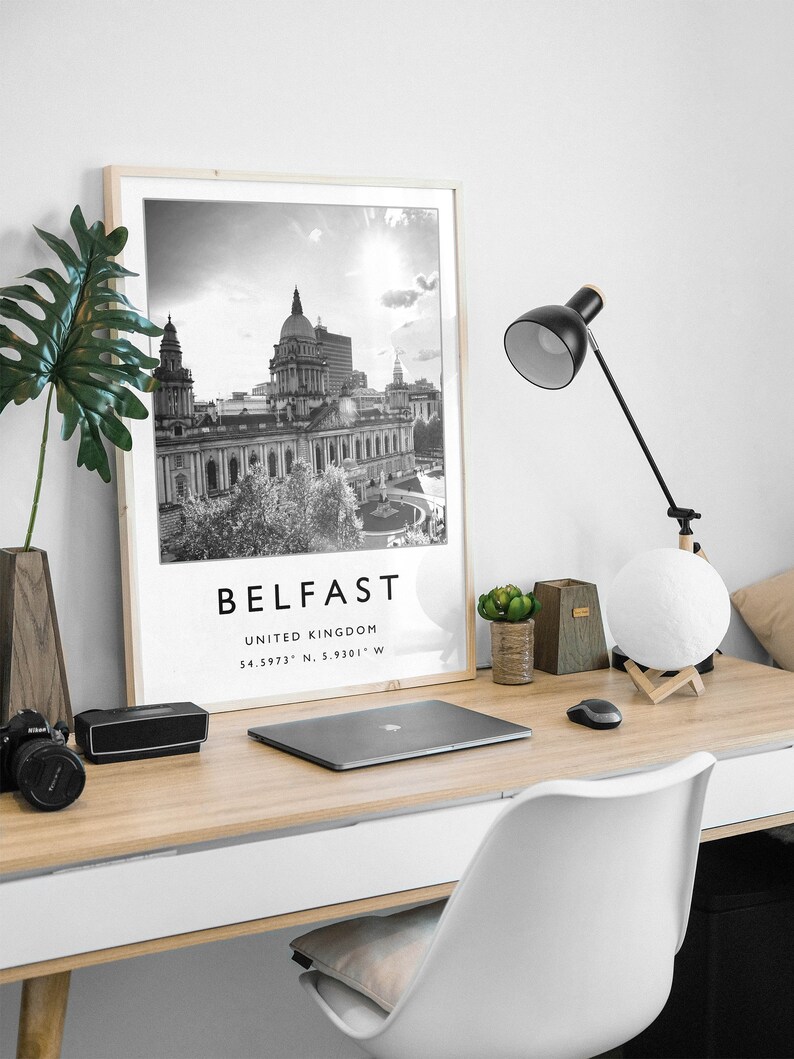Belfast Ireland Travel Poster: Black and White City Print - Etsy UK
