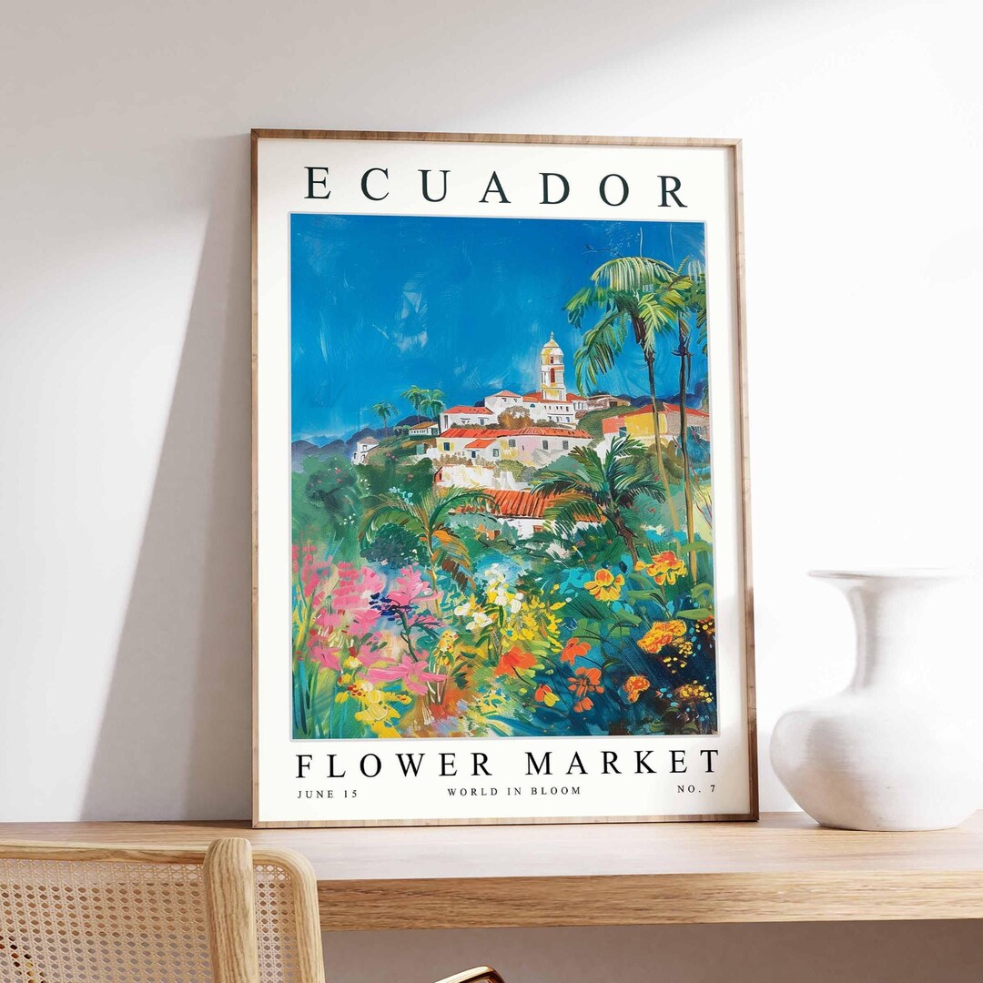 Ecuador Flower Market Poster: South America Travel Art - Etsy