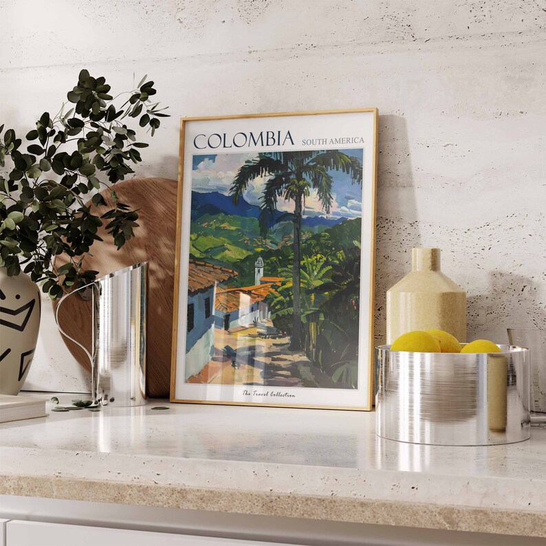 Colombia Travel Poster: Tropical Botanical Art Print - Etsy