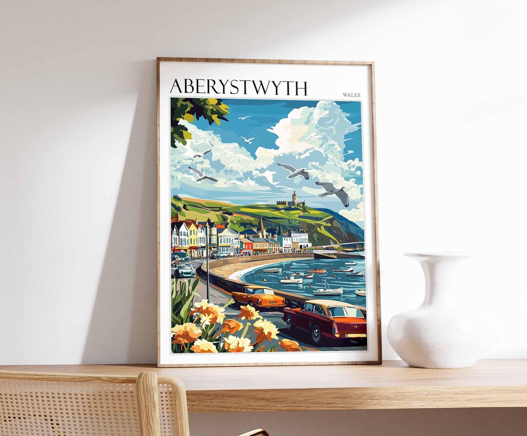 Aberystwyth Poster, Wales Travel Poster, Seaside Poster, Coastal Wall ...