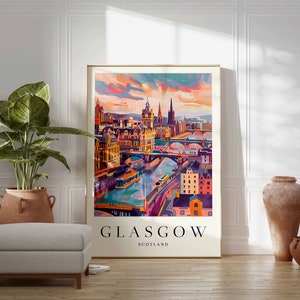 Glasgow Scotland Travel Poster: Vibrant City Art Print - Etsy