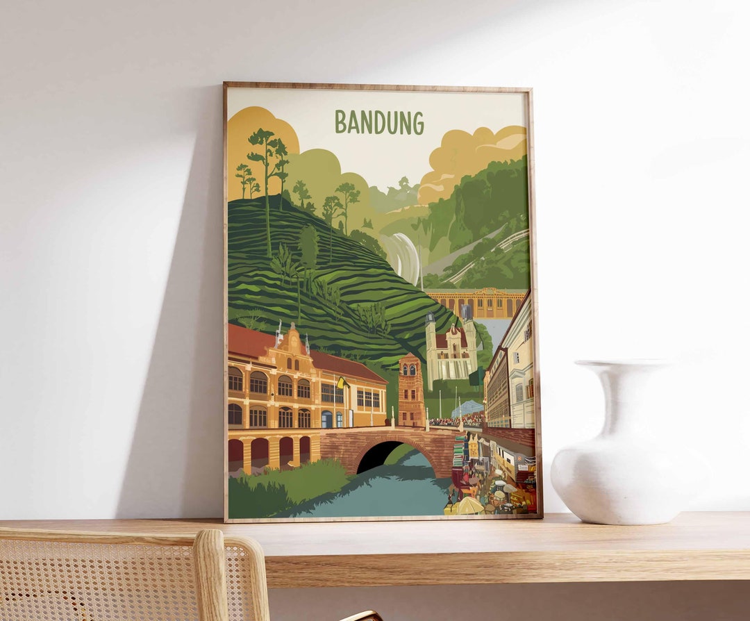 Bandung Print, Southeast Asia Poster, Indonesia Travel Poster, Travel ...