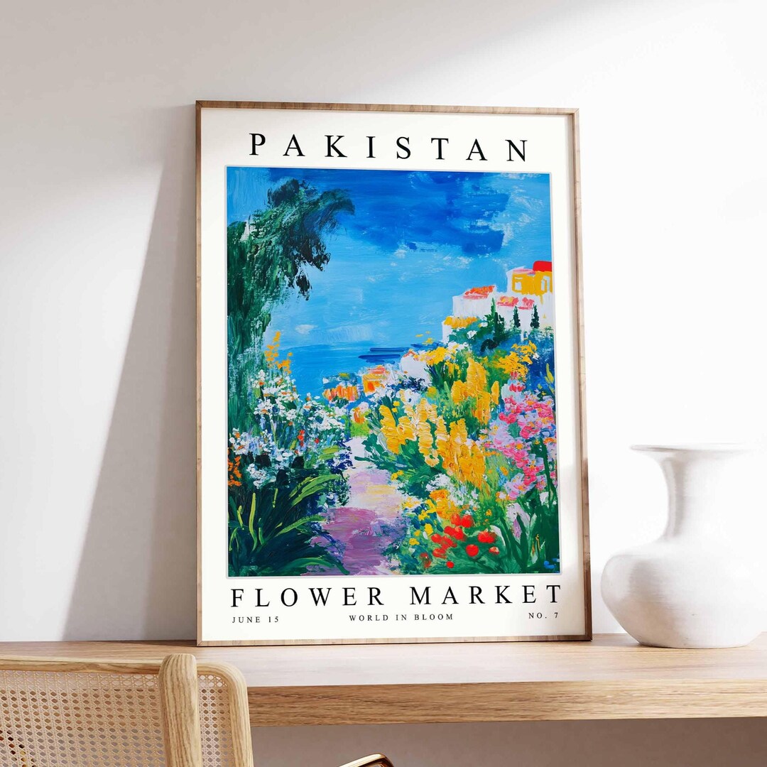 Pakistan Flower Market Poster, Pakistan print, Pakistani Floral Wall ...