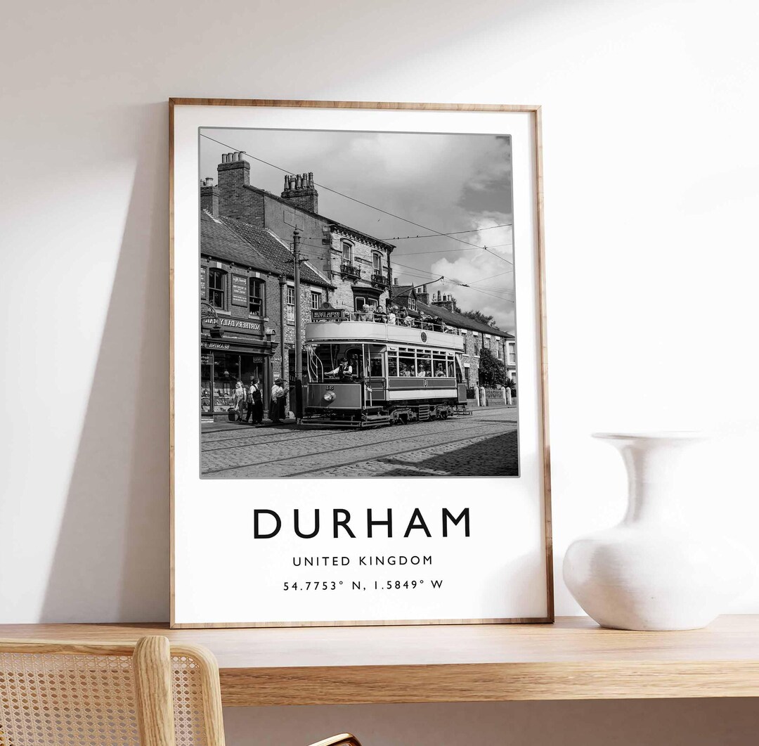 Durham Poster, UK Print, Durham on the Water, River Durham Print ...