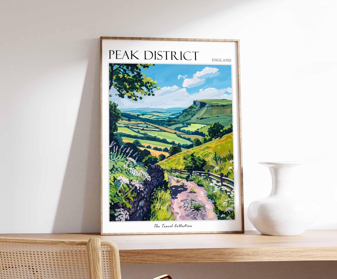 Peak District Poster, England Poster, Countryside Poster, Hiking Poster ...