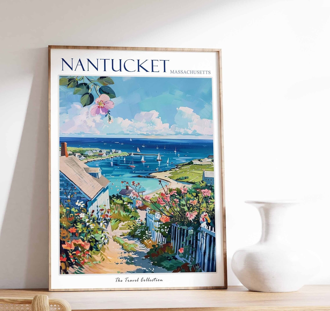 Nantucket Poster, Massachusetts Travel Print, North American Decor ...