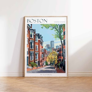 Boston Poster, Boston Travel Print, Tropical Decor, City Wall Art ...