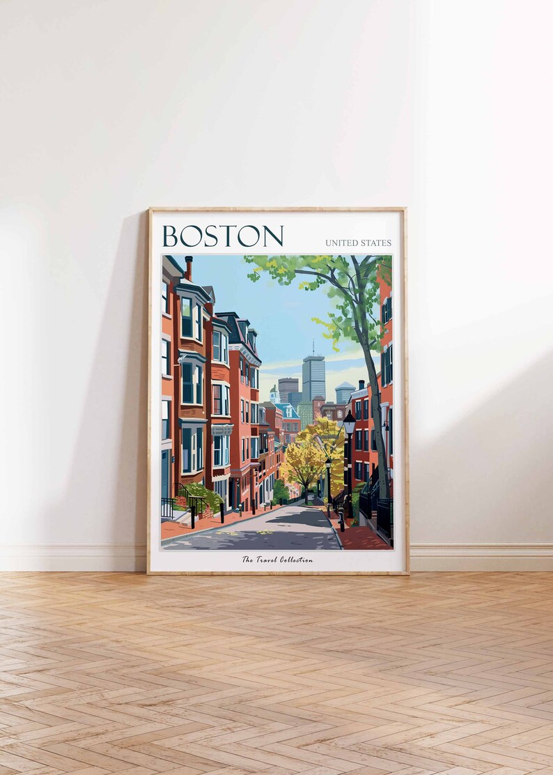 Boston Travel Poster: Historic City Street Art Print - Etsy