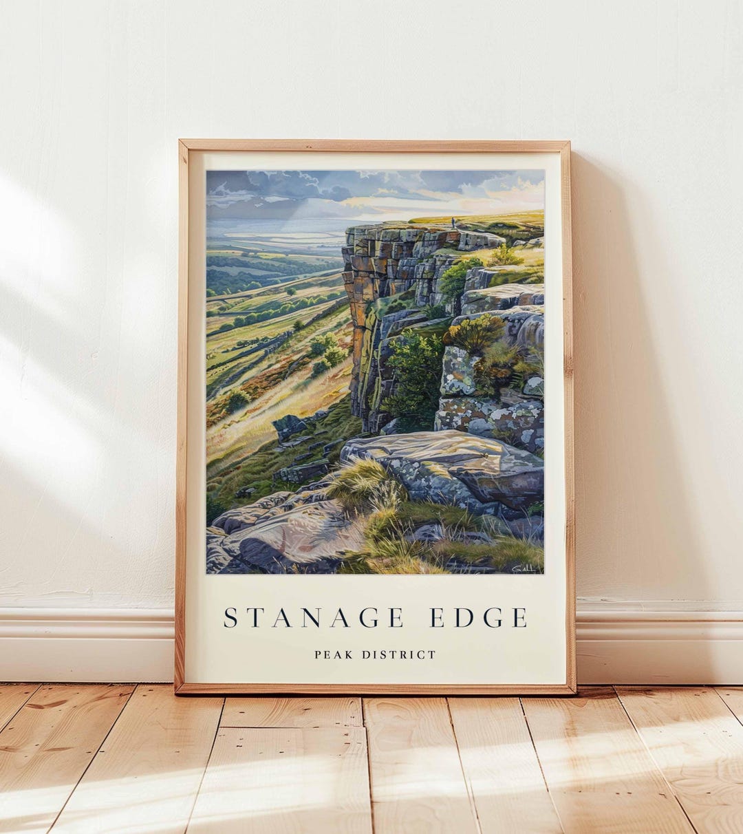 Stanage Edge Poster, Peak District Travel Print, Derbyshire Wall Art ...