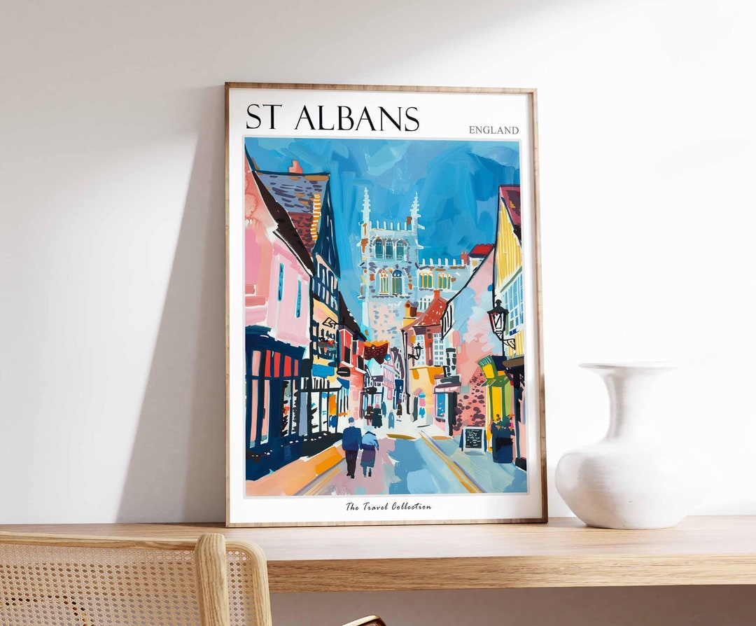 St Albans Poster, England Travel Print, British Decor, United Kingdom ...