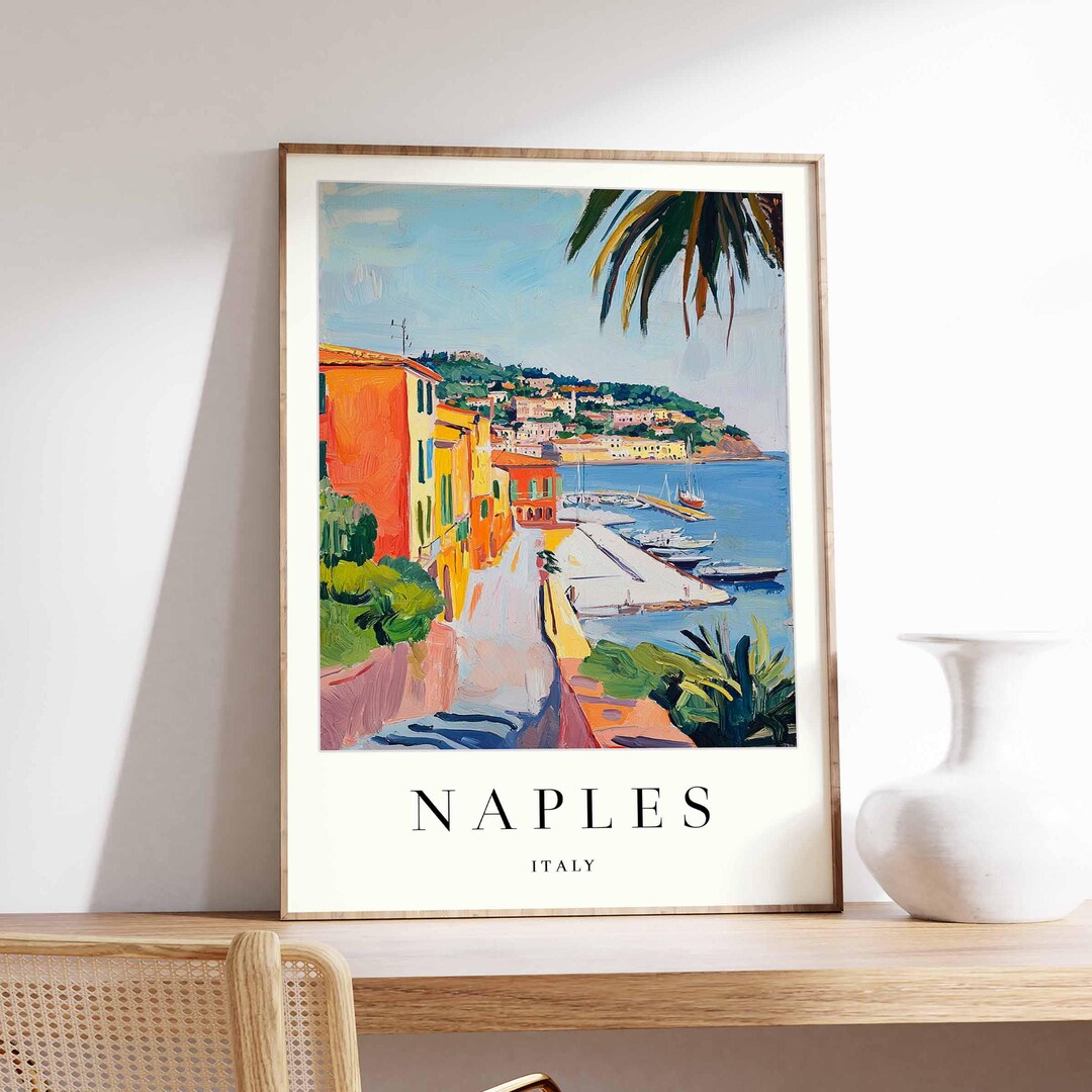 Naples Poster, Italy Travel Print, Mount Vesuvius Print, Neapolitan ...