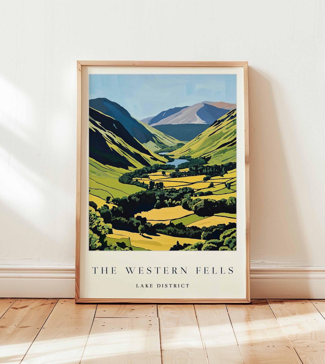 The Western Fells Poster, Lake District Travel Print, Cumbria Wall Art ...