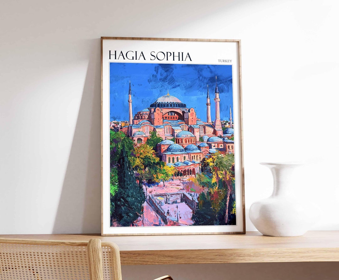 Hagia Sophia Poster, Turkey Travel Print, Islamic Wall Art, Tropical ...