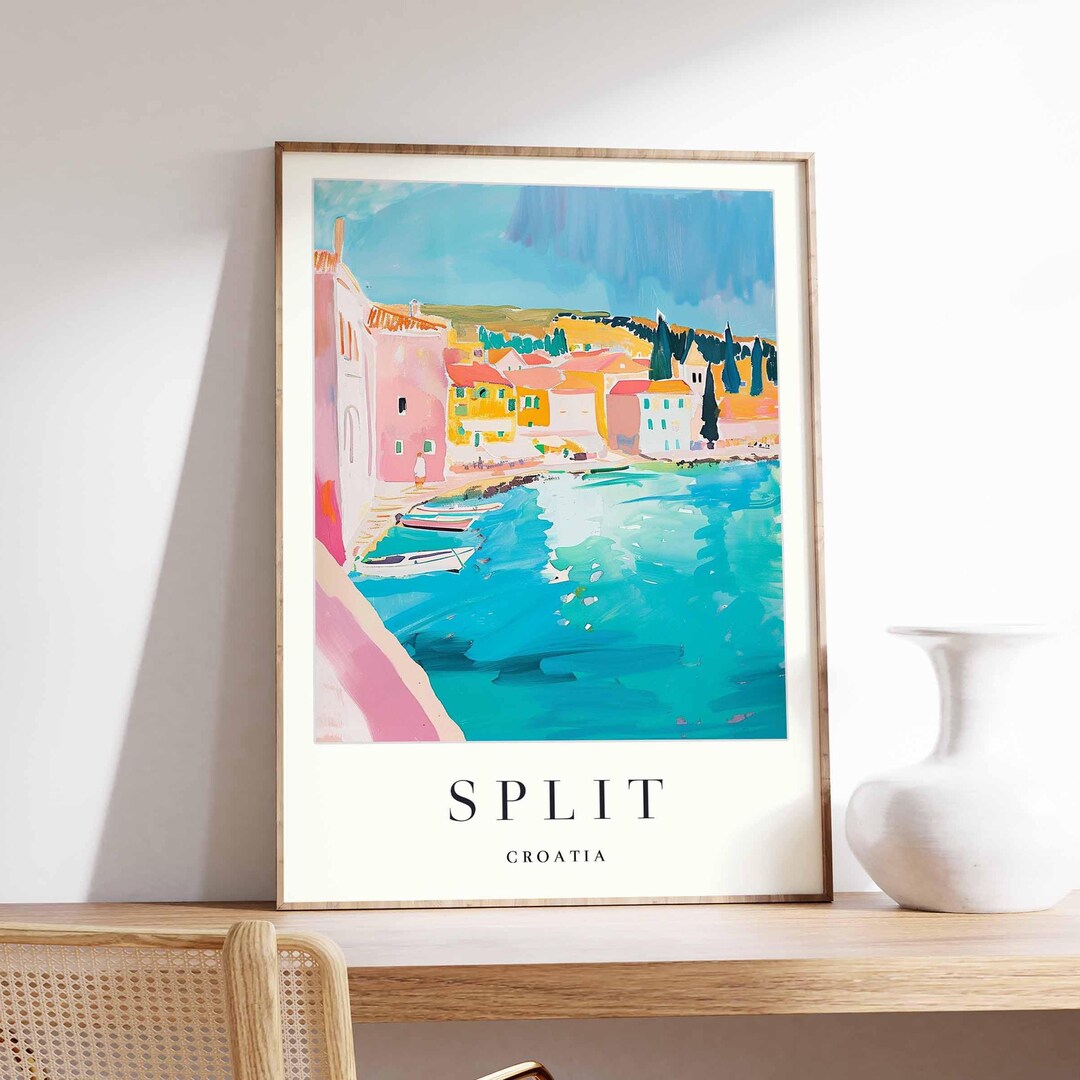 Split Croatia Travel Poster: Dalmatian Coastal Art - Etsy