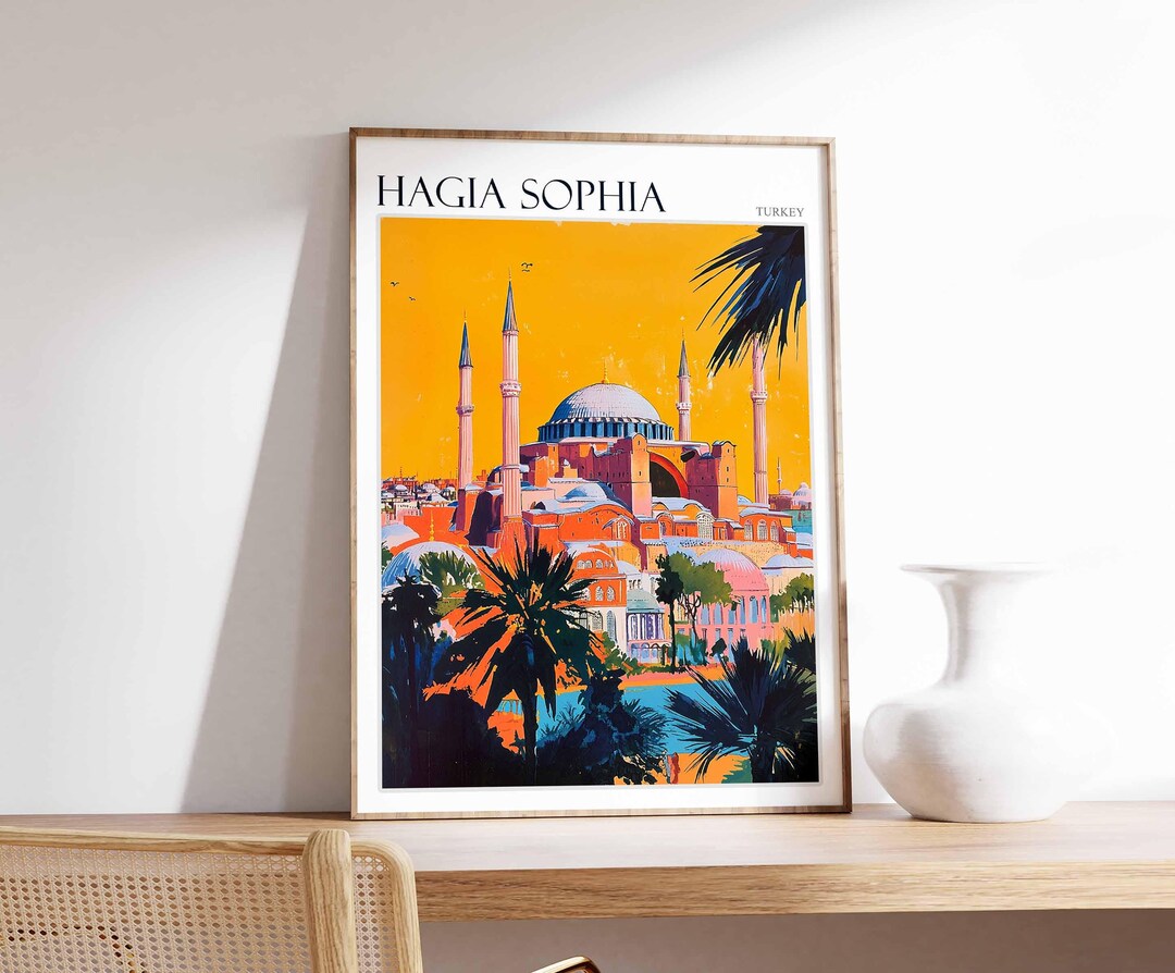 Hagia Sophia Poster, Turkey Travel Print, Islamic Wall Art, Tropical ...