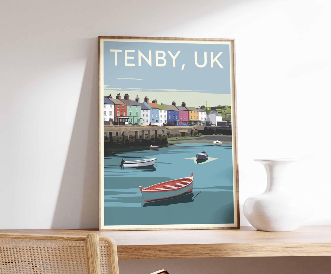 Tenby Print, Coastal Travel Poster, Wales Travel Print, Coastal Wall ...