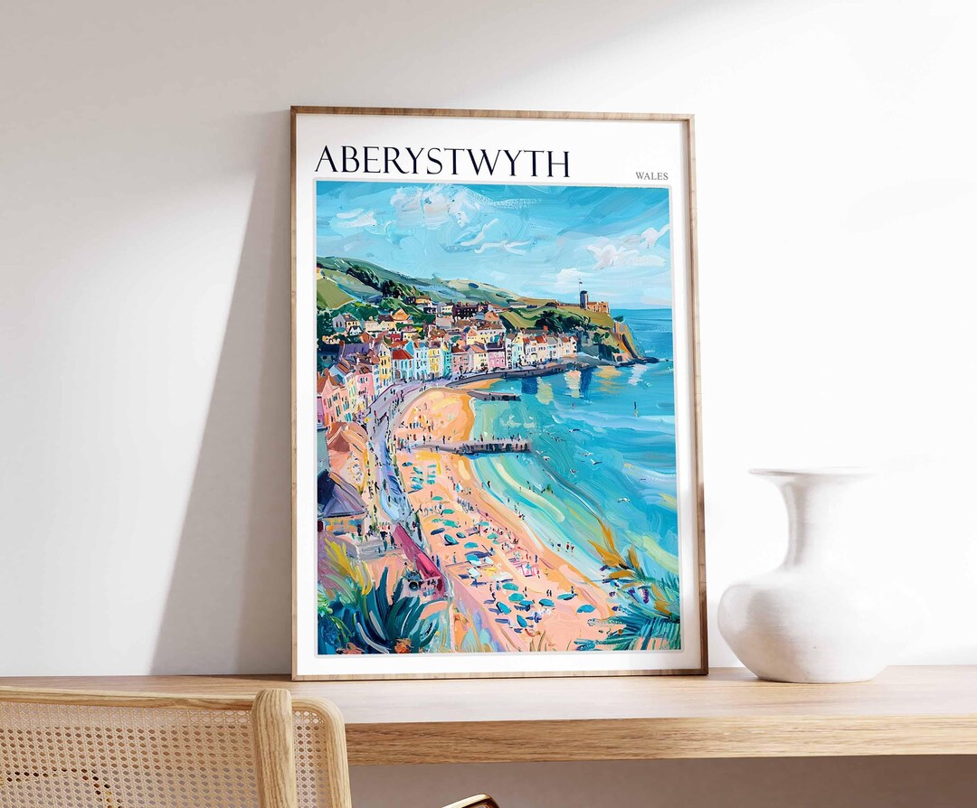 Aberystwyth Poster, Wales Travel Poster, Seaside Poster, Coastal Wall ...